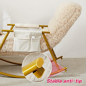 YNAYGDIUGD Upholstered Glider Rocker Chair,Outdoor Rocking Chair with Armrests,Patio Rocking Chair with Side Pockets,for Living Room, Hotel, Bedroom, Beige (Color : Gold)