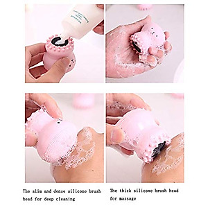 MIPPER Cute Little Octopus Silicone Face Cleansing Brush Facial Scrubber for Deep Cleaning,Exfoliating,Makeup Remover,Massage (1pc,green)