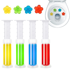 Toilet Gel Stamp, 4Pcs/36 Count Flower Fragrance Bathroom Deodorizer Bowl Cleaner Toilet Jerry