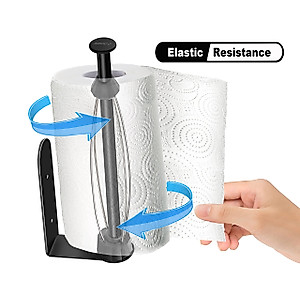 Adoco Paper Towel Holder Under Cabinet, Simply Tear Paper Towel Holder Countertop, Black Wall Mount Paper Towel Holder, Adhesive or Screw for Kitchen Bathroom