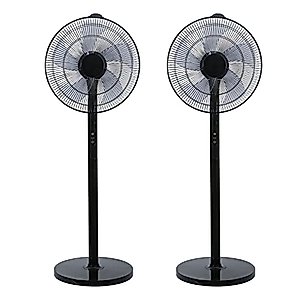 HealSmart 15" Adjustable 12 Levels Speed Pedestal Stand Fan with Remote Control for Indoor, Home, Office and College Dorm Use, 90 Degree Horizontal Oscillating, 9 Hours Timer, Black,2-Pack