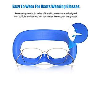 AMVR Face Cushion Pad Replacement for Oculus Quest 2, Silicone Face Cover for Meta Quest 2 Headset, Sweatproof Washable Lightproof Anti-Leakage VR Face Plate Mask Accessories (Blue, Only Cover)