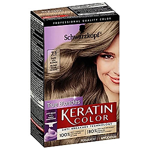 Schwarzkopf Keratin Color Permanent Hair Color Cream 7.1 Dark Ash Blonde, 1 Kit