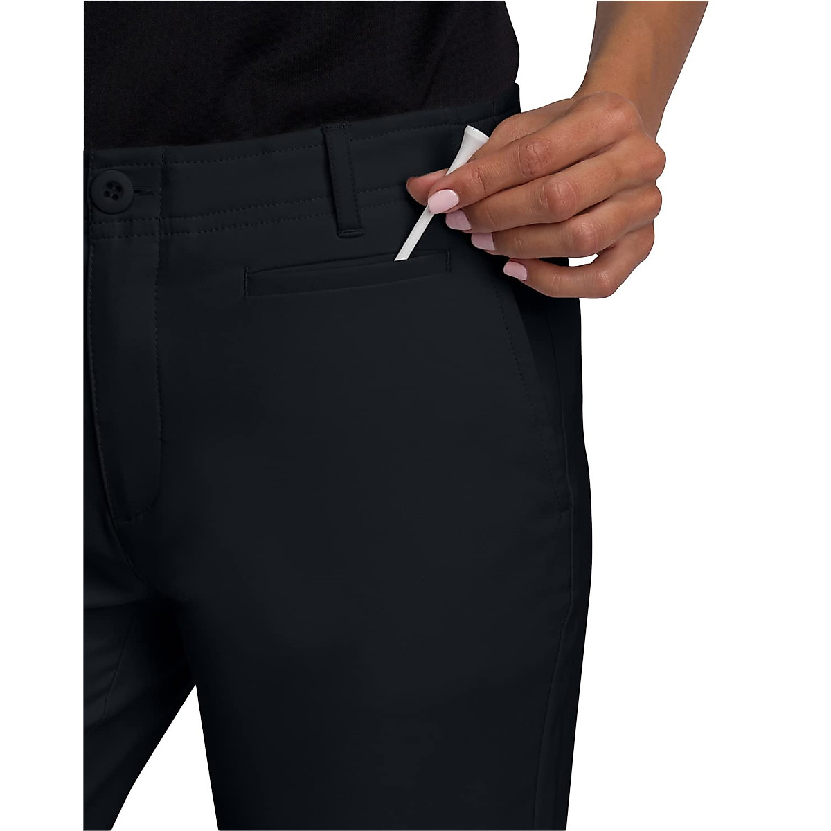Three Sixty Six Women’s Quick Dry Golf Pants 30 Inch Inseam - Lightweight 4-Way Stretch, Moisture Wicking, Anti-Odor, UPF 50+ Jet Black
