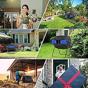 SQUEEZE master Compost Bin 43 Gallon Outdoor Tumbler composters Garden Tumbling or Rotating Compost Blue Door
