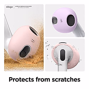 elago 2 Pairs AirPods 3 Ear Tips Cover Designed for AirPods 3rd Generation(2021), [Fit in The Case] Anti Slip Silicone Cover, Anti Scratches, Dust-Free (1 Pair of Each) (Lovely Pink & Lavender)