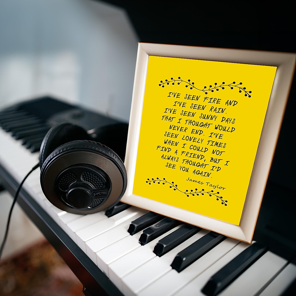 Fire And Rain - James Taylor Music Decor Wall Art, This Wall Decor Music Poster Print is a Great Vintage Decor For Music Room, Office Decor, Modern Home Decor, And Man Cave Room Decor, Unframed - 8x10