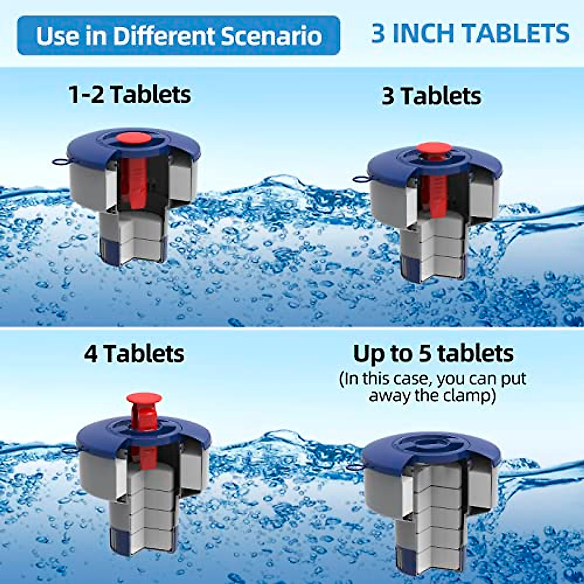 POOLAZA Pool Chlorine Floater, Premium Quality Floating Chlorine Dispenser for Pool, Larger Capacity Pool Floater for Chlorine Tablets, Durable Pool Tablet Floater Compatible with Bromine & Chlorine