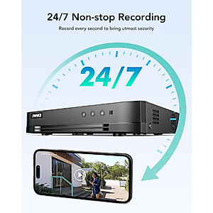 ANNKE 16-Channel HD-TVI 1080P Lite Security Video DVR, H.265+ Video Compression for Bandwidth Efficiency, HDMI and VGA Outputs Both Support Up to 1080P, Remote Access, Email Alarm, NO HDD