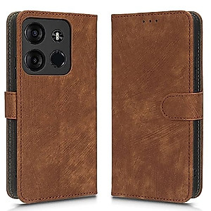 Case Compatible with Infinix Smart 7 HD X6516,Leather Case with Card Slot.Wallet Design,RFID Protection.Standable Flip Case Brown