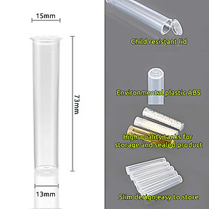 SKMZ Plastic Tubes Empty Clear 0.5ml 1ml Cartridges Packaging pipes with Child Protect Squeeze Top Caps (100 PCS)