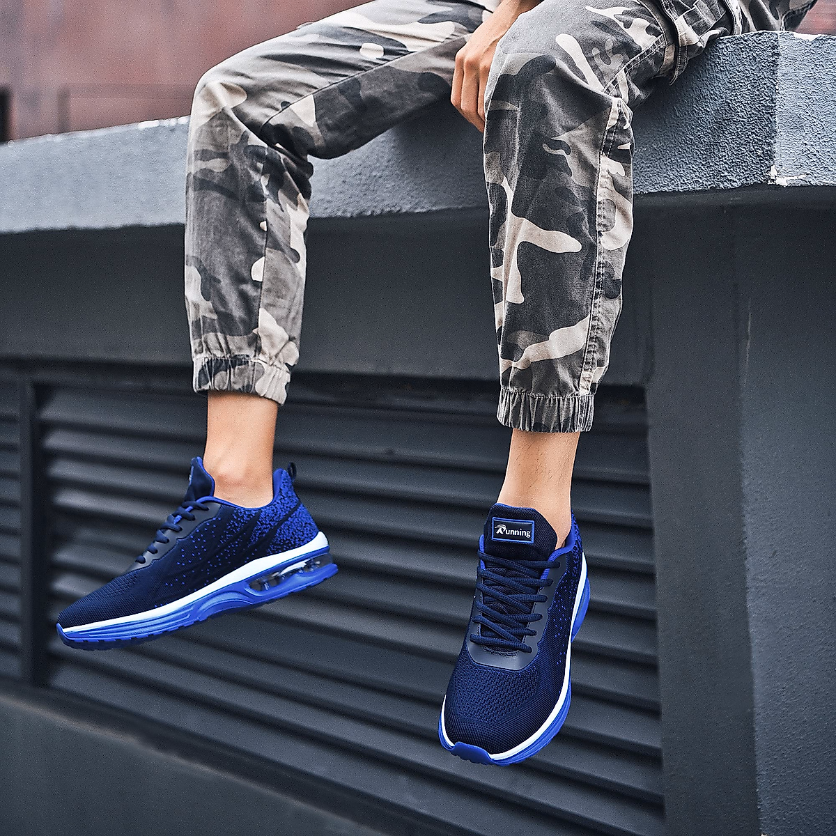 Autper Mens Air Athletic Running Tennis Shoes Lightweight Sport Gym Jogging Walking Sneakers(Darkblue US 9)