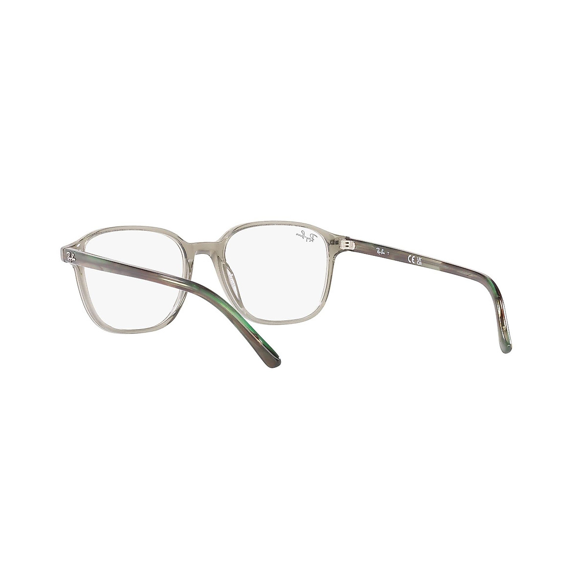 Ray-Ban RX5393 Leonard Square Prescription Eyewear Frames, Transparent Green/Demo Lens, 49 mm