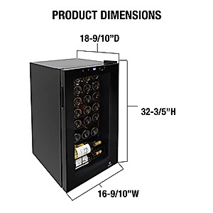 Vinotemp EL-28TS 28 Bottle Cooler Refrigerator, Freestanding Wine Fridge with Touch Screen Adjustable Temperature Control, Dual-Paned Glass Door and Safety Lock, Black