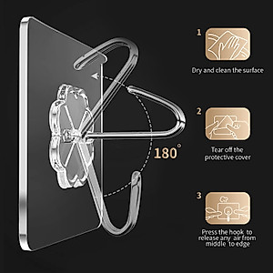 Lcsmaokin Adhesive Wall Heavy Duty Hooks for Hanging 33lb(Max), Transparent Reusable Waterproof Sticky Seamless Hooks for Hanging Keys, Coats, Hats, Bags(30 Pack)