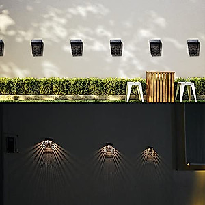 Adv-one Solar Deck Lights,Solar Fence Lights Outdoor Waterproof LED Garden Decorative Lights,Auto ON/Off Fence Post Solar Lights for Post,Yard,Front Door,Patio,Pool,Warm White (4PC)