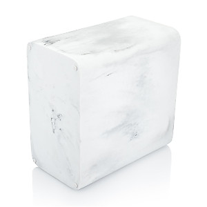 Essentra Home Marble Rectangular Trash Can for Home Office, Bedroom, Bathroom, Kitchen - 2.4 Gallon, 9 Liter Capacity - Fits in Narrow, Compact Spaces - Stable, Durable Polyresin