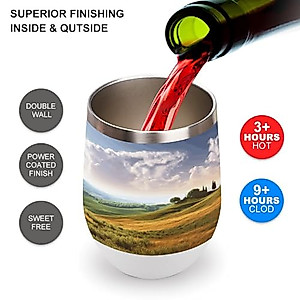 WYUSPGK 304 Stainless Steel Insulated Cup, Landscape Print Smooth Rim, Durable & Reusable - Perfect for Office, Home, And Travel