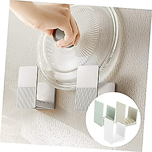 LABRIMP 3pcs Lid Rack Cups Set Green Pots and Pans Set Plastic Stand Pot Lid Rack Wall Mount Dish Rack Pot Lid Holder Stand Pan Cover Rack Punch-free Pot Lid Storage Organizer Small Tools