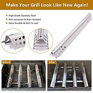 Criditpid Grill Replacement Parts for Charbroil Performance 2 Burner 463625217, 463625219, 463673519, 463673517, Grill Burner, Heat Tent Plate Shield, Carryover Tube.