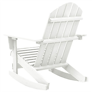 GOLINPEILO Wooden Patio Rocking Chair,High Back Porch Rocker,Outdoor Rocking Chair, Widely Used for Lawn, Porch, Backyard, Indoor and Garden, Wood White