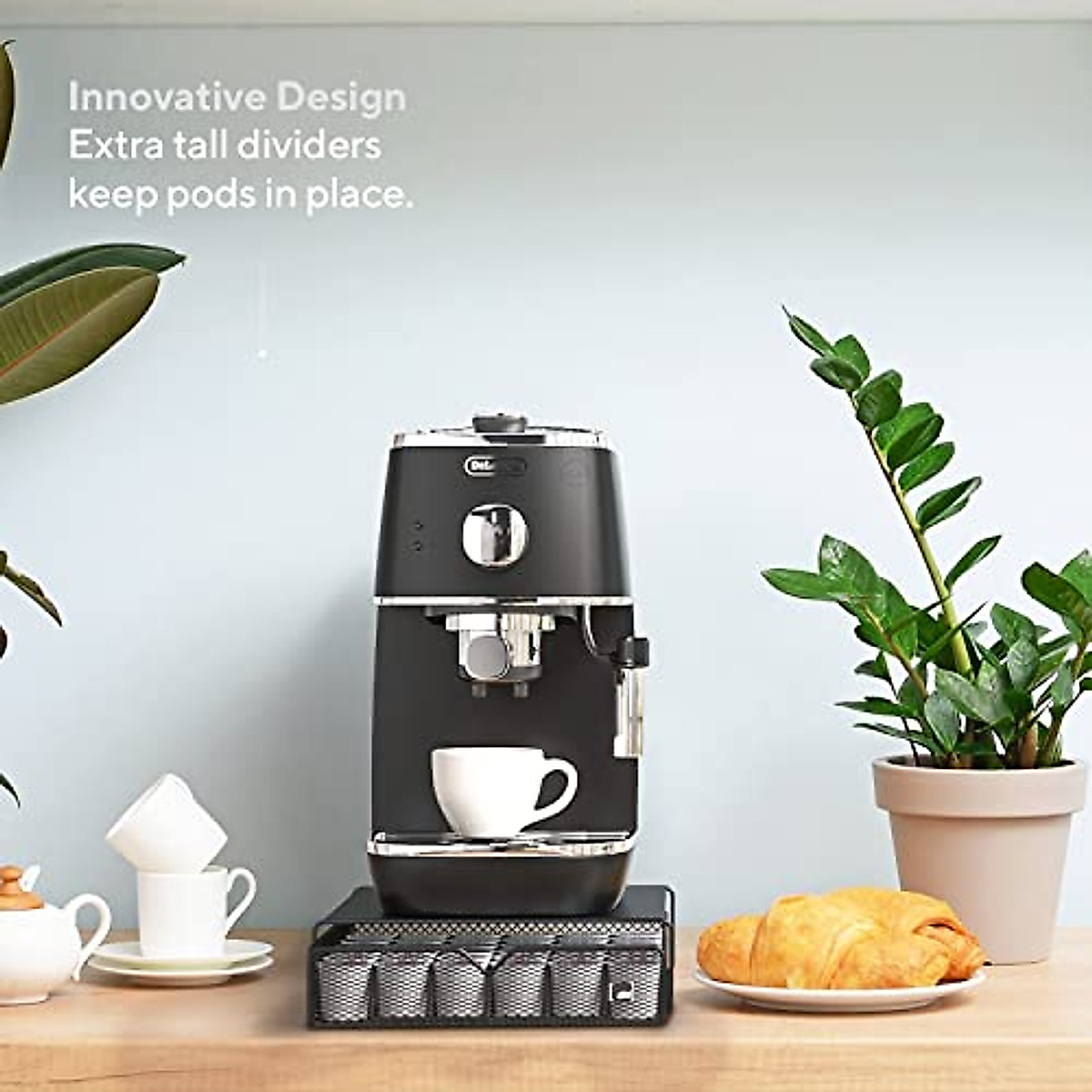 K-cup Coffee Pod Holder for Counter, Coffee Station for Keurig Pods - Coffee Bar Accessories - Caddy Dispenser with Sliding Drawer for Kitchen Organizer - Holds 36 Cups | The Mesh Collection, Black