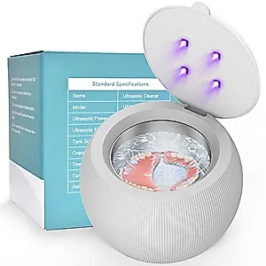 Voraiya® Ultrasonic Cleaner UV for Dentures, Aligner, Retainer, Whitening Trays, Night Dental Mouth Guard, Toothbrush Head, Ultrasonic Cleaner Machine for all dental Appliances, Jewelry, Diamonds