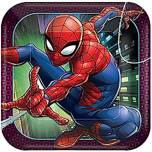 Spider Man Webbed Wonder- Napkins, Plates, Table Cover Party Bundle for 16 People - Includes 1 Maze Game Activity Card by ClassicVariety