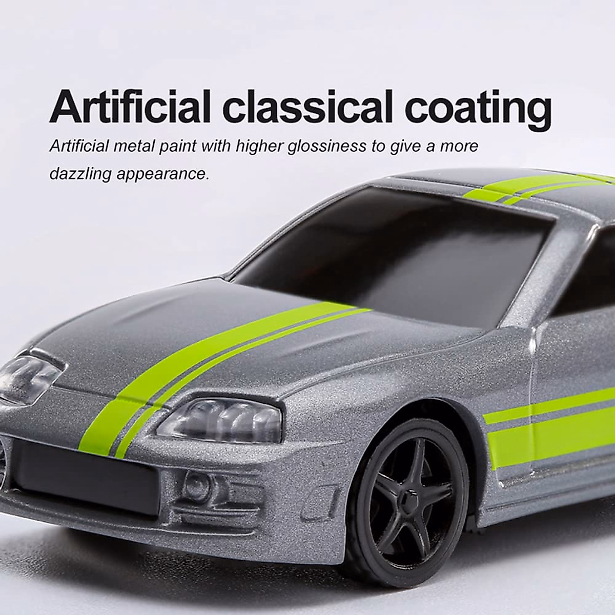 havcybin 1:76 Turbo Racing Scale RC Sport Car, Table Racing Remote Control Mini Model Car Full Proportional RTR Kit Toys (C73grey)