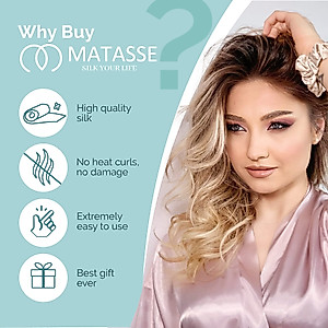 MATASSE Overnight Silk Heatless Hair Curler Set - Made of 6A Grade, 22 Momme Mulberry Silk - Effortless Heatless Curling Rod Silk Headband for Cozy, Damage-Free, No Heat, Sleep Curls for Long Hair