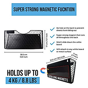 Rejuvet Super Strong 1-tier Magnetic file holder for file cabinets-13.9inch(35.5cm) black magnetic paper holder that holds up to 8.8 Lbs (4kgs). It is a magnetic organizer as well as a magnetic folder holder