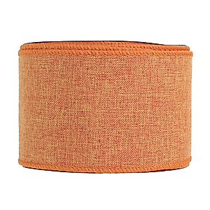 HUIHUANG Orange Wired Ribbon 2-1/2 inch Linen Orange Wire Edge Burlap Ribbon for Fall Wreaths, Bows, Craft, Garland, Swags, Gift Basket, Tree Decoration, Gift Wrapping, Home Decor -10 Yards (30 feet)
