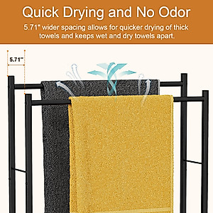 Honiter Towel Racks for Bathroom, 2 Tiers Wider Towel Drying Rack Outdoor, Free Standing Towel Rack, Pool Towel Blanket Stand and Display Rack for Oversized Bath Towels, Black