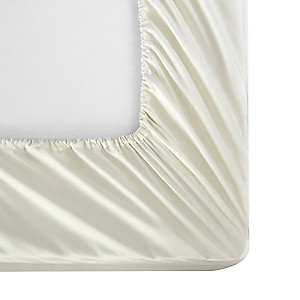 Casabolaj Shading Hotel Collection 4 Pieces Sheet Set 100% Egyptian Cotton Sateen 400 TC - Luxury Modern Sheet sets Queen King - Borders in Contrasting color Champagne/Beige (Rosa, California King)