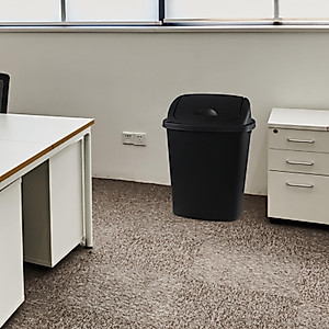 Asking 10 Gallon Kitchen Garbage Can with Swing Top, 4 Pack Plastic Kitchen Trash Bins with Swing Lid, Black