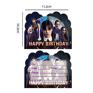 LOVSTAY 20pcs wednesday addams Birthday Invitations,wednesday addams Party Invitations Birthday Party Supplies Decoration (20)