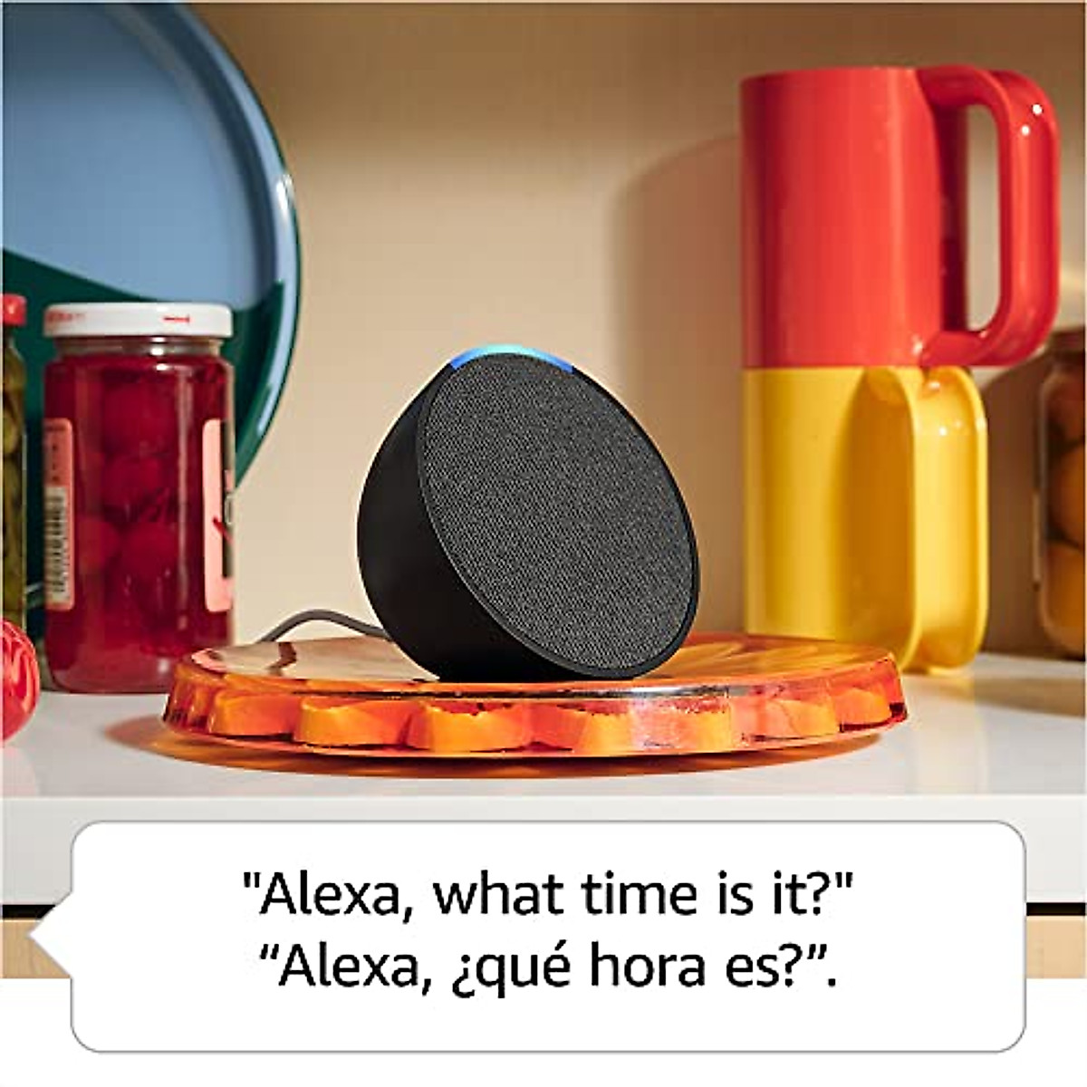 Echo Pop | Full sound compact smart speaker with Alexa | | International Version with EU Power Adaptor | Charcoal