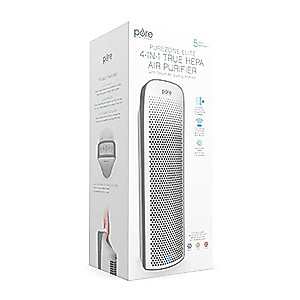 Pure Enrichment® PureZone™ Elite True HEPA Large Room Tower Air Purifier with Air Quality Monitor, 4 Stage Filtration and UV-C Light, Helps Destroy Bacteria, Smoke, Pollen & Dust (White)