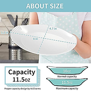 NJCharms Oval Au Gratin Baking Dishes for Oven Safe and Microwave Cooking, White Porcelain Small Mini Casserole Dish, 9 Inch, Set of 6