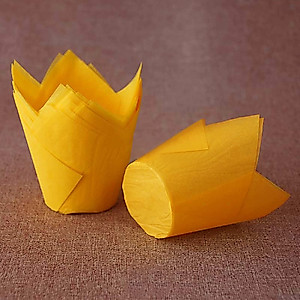 Tulip Cupcake Liners,200Pcs Parchment Paper Muffin Liners for Baking, Non Stick Cupcake Wrappers for Cup Cake, Weddings, Birthdays and Party, Christmas (Brown-Natural-Yellow-Green Mixed)