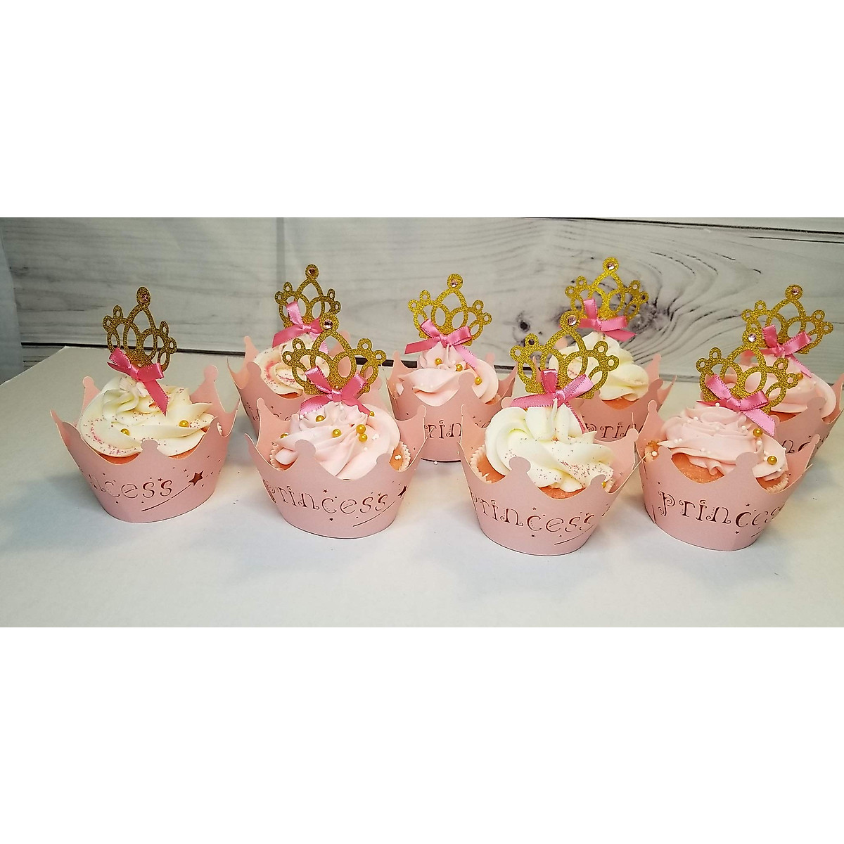 JeVenis 40 PCS Glittery Princess Cupcake Toppers Crown Cupcake Wrapper Crown Cupcake Toppers Baby Shower Cupcake Decorations for Birthday Baby Shower Party Decorations Supplies