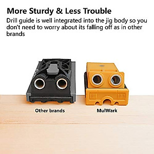 MulWark Mini Wood Pocket Hole Jig Kit - Two Pocket Screw Jig Kit with Drill Guide, Square Driver Bit, Hex Wrench, Step Drill Bit, Wooden Plugs and Screws - Mini Pocket Jig Hole Kit for Joinery Work