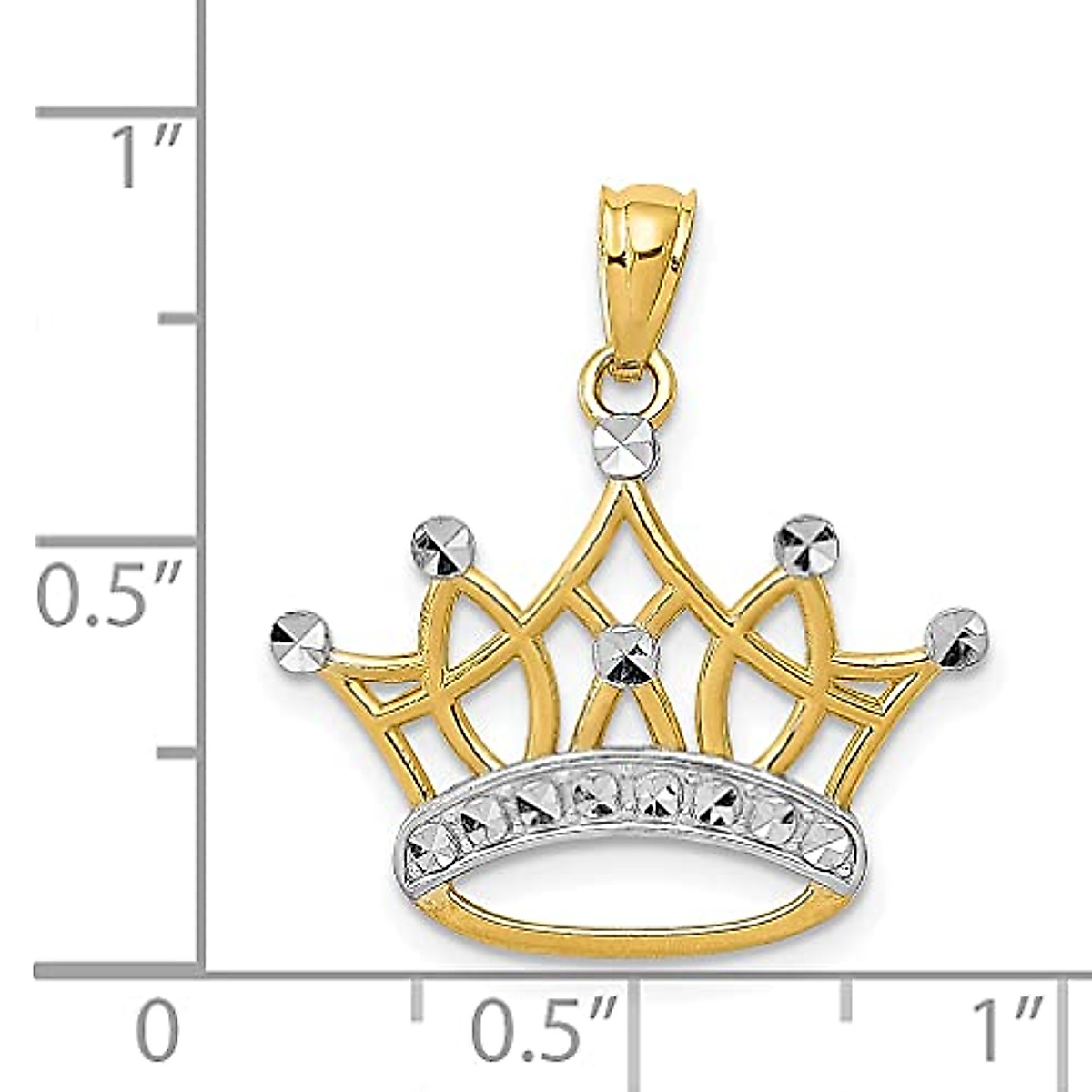 IceCarats 14K Yellow Gold Royal Princess Crown Necklace Charm Pendant Only