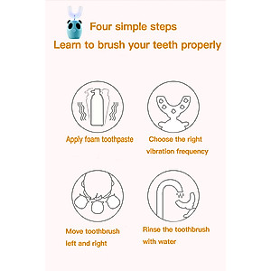 Newbee Children Electric Toothbrush for Kids Smart 360 Degrees U Silicon USB Automatic Ultrasonic Teeth Tooth Brush Cartoon Pattern 2-7 Years