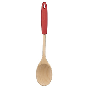 Cuisinart Silicone Beachwood Solid Spoon, Red