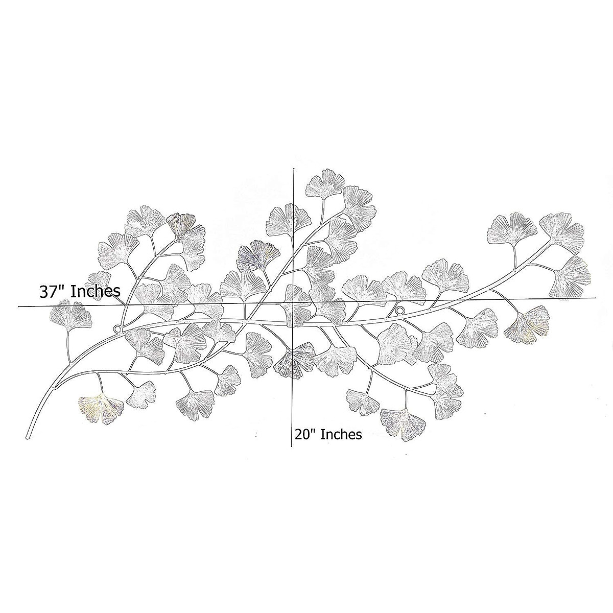 Bellaa 3D Metal Wall Decor Living Room Ginkgo Leaf Japanes Style Flower Golden Blue Teal Abstract Scroll Celtic Wrought Iron Plaque Hanging Boho Home Outdoor Garden Floral Accents Turquoise