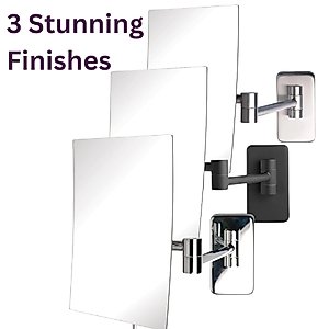 JERDON Wall Mount Makeup Mirror with 5X Magnification - 8.75” x 6.5” Rectangular Mirror Extends 14” – Chrome Finish – Model JRT695C