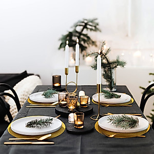 Datyiiha 50 Pieces Gold Glitter Paper Place Mats Sparkle Round Disposable Table Mats Golden Sequin Doilies Decorative Placemats for Wedding Banquet Party Home Dining Tableware