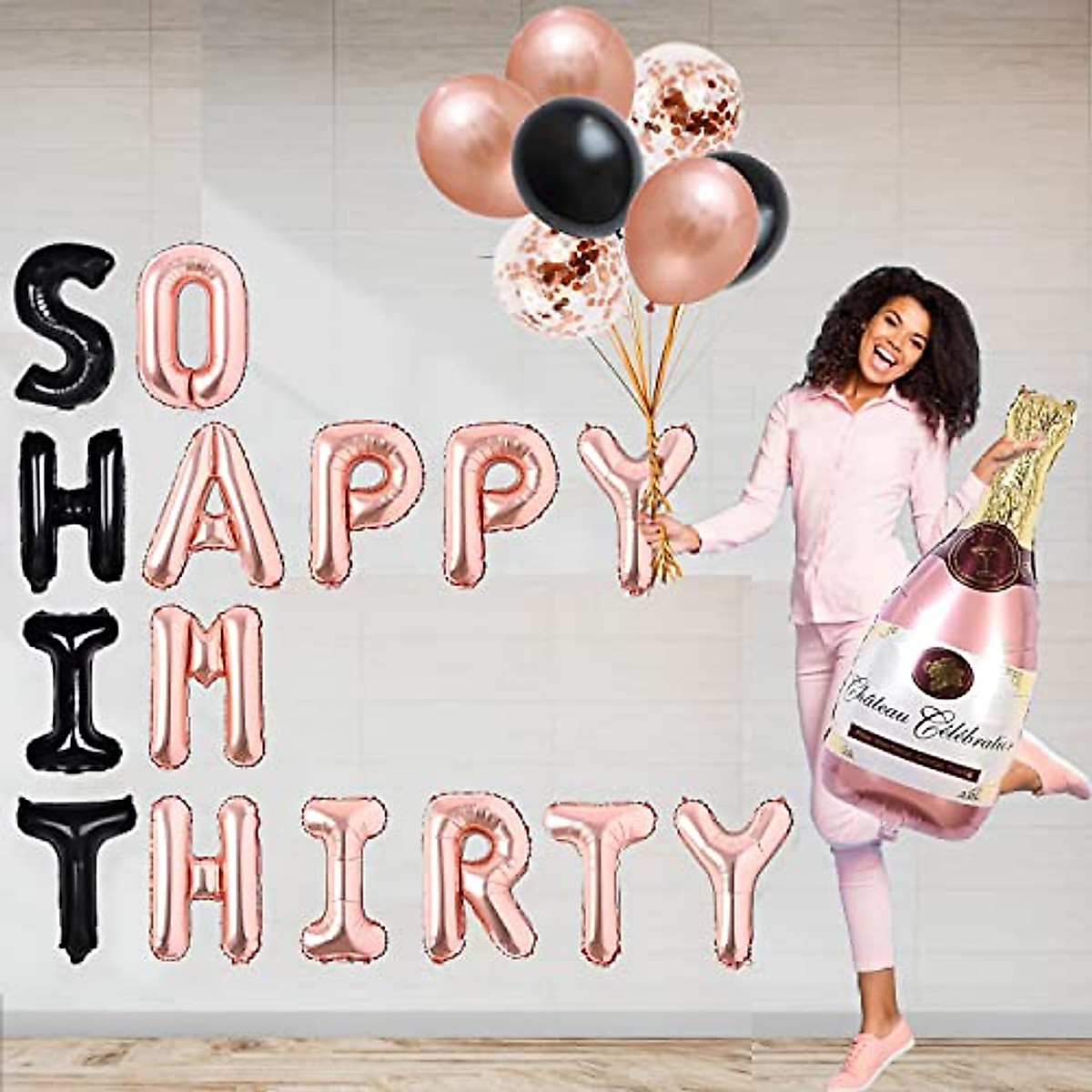 30th Birthday Ballloons, So Happy Im Thirty Balloons Black and Rose Gold, Funny 30th Birthday Balloons, 30th Birthday Banner, 30th Birthday Decorations, 30th Birthday Gift Ideas