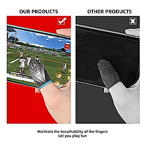 ZEPOHCK Gaming Finger Sleeves, [6 PCS] Game Controllers Finger Cover, Breathable Anti-Sweat Silver Fibre Finger Cot Improve Sensitivity for Rules of Survival/Knives Out for Android & iOS